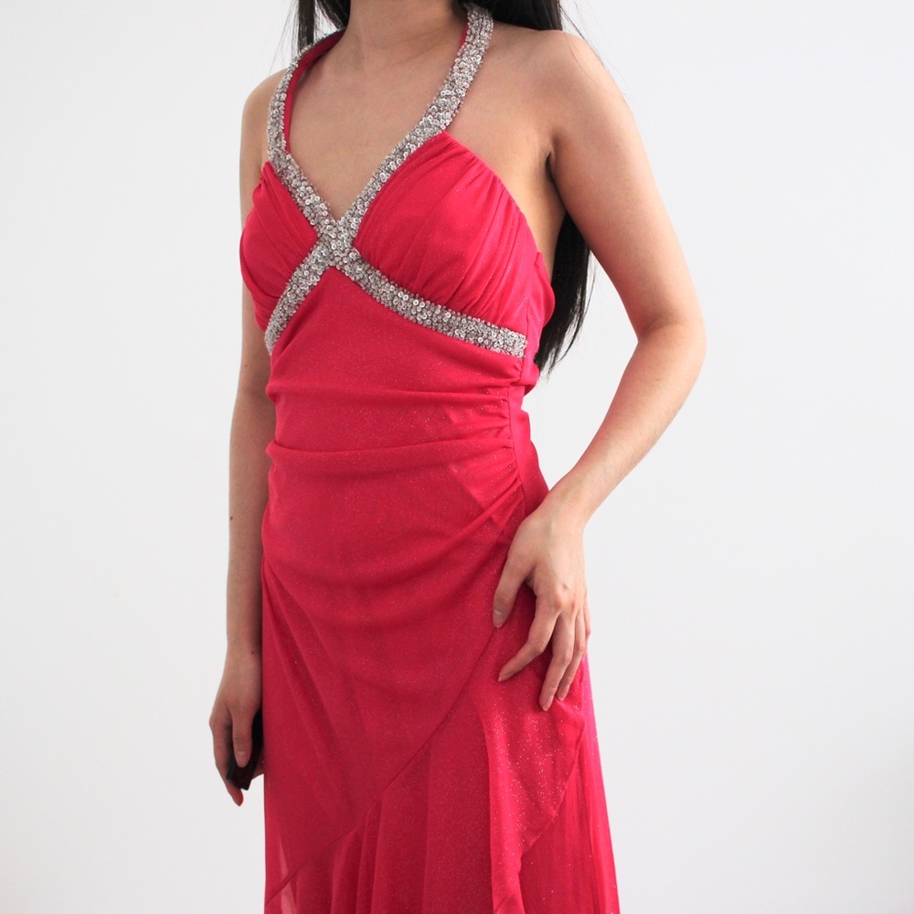 Y2k Hot Pink Glitter Formal Prom Dress Gown - Gem